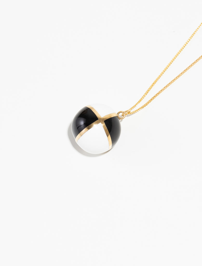 ARO Checkered Sphere Necklace - Black + White | shoparo