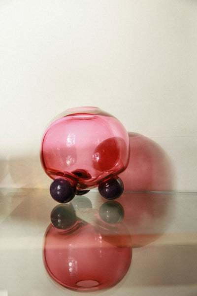 LITTLE TOMATO Glass Round Tripod Vase - Ruby/Purple | shoparo
